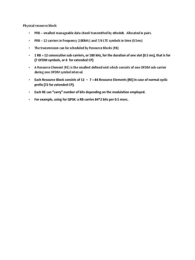 An Introduction to Physical Resource Blocks in LTE Networks | PDF