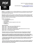 Honors American Lit Syllabus 2019-20 | PDF | Reading Comprehension ...