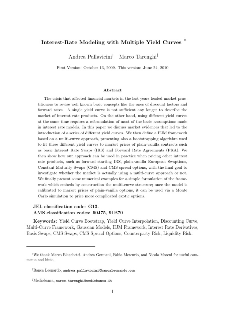 SSRN-Id1629688 Interest Rate Modeling With Multiple Yield Curves | PDF | Interest Rate Swap ...