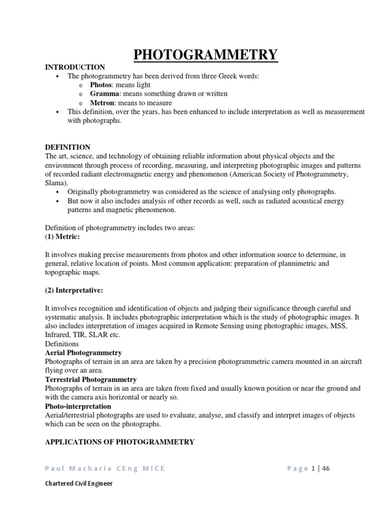 An Overview of Photogrammetry: Definitions, Applications, Types and ...