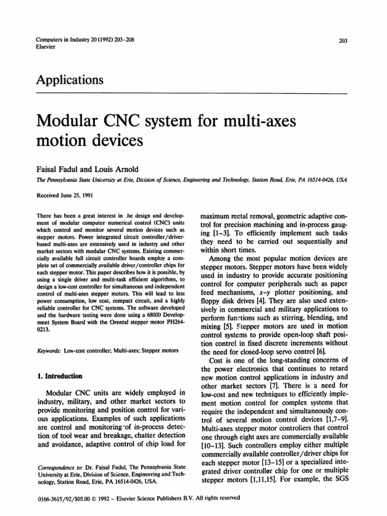 Modular CNC System For Multi-Axes Motion Devices | PDF | Numerical ...