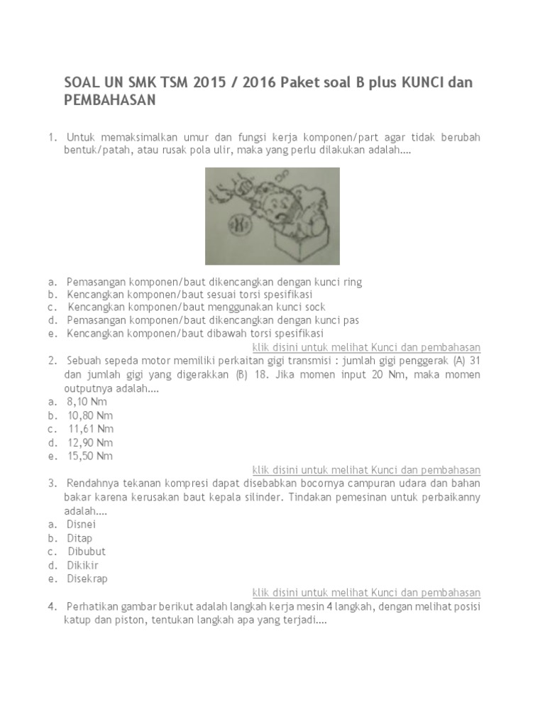 Soal Un SMK TSM 2015 | PDF | Teknologi & Rekayasa