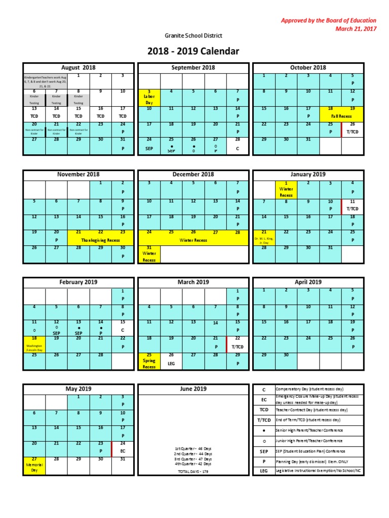 WCASD 2018-2019 School Calendar | PDF | Behavior Modification | Learning