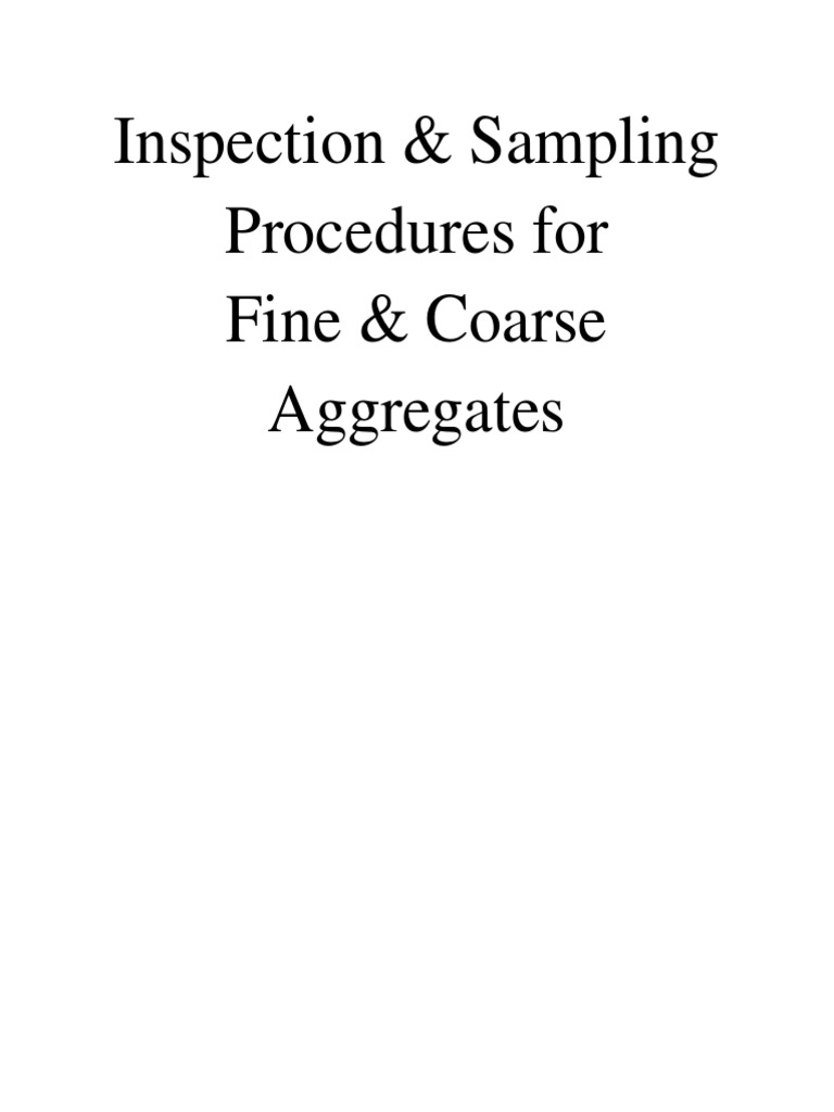 Inspection Sampling Procedures Fine Coarse Aggregates | PDF ...