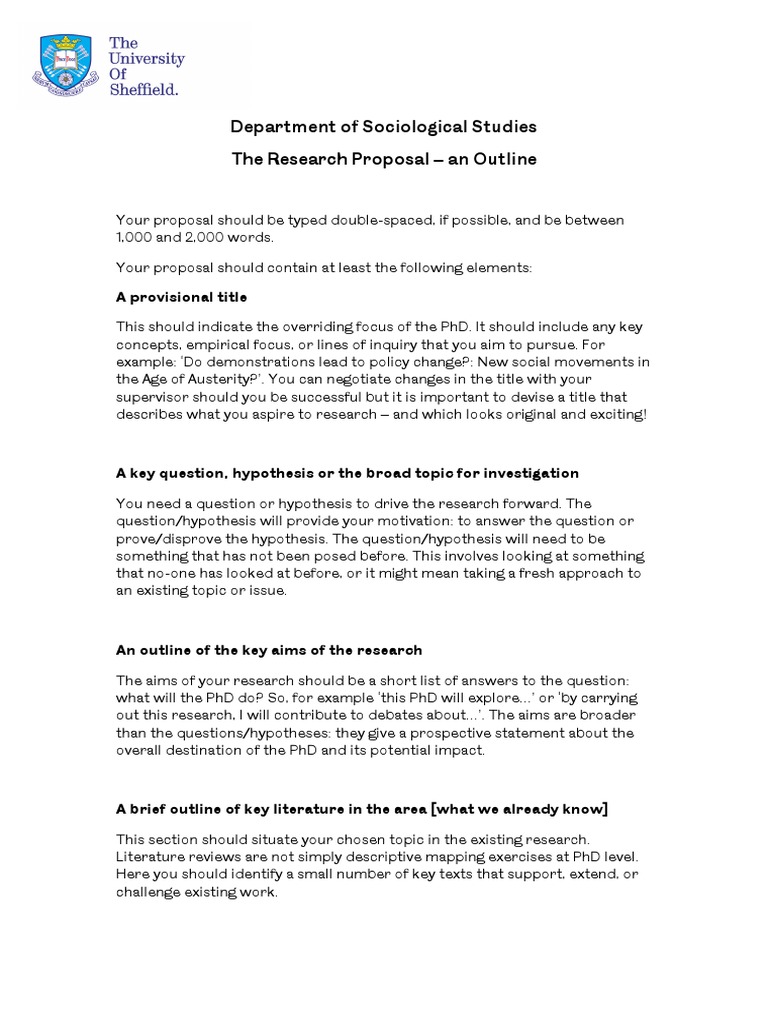 SCS PHD Proposal Outline Guidance PDF | PDF | Hypothesis | Question