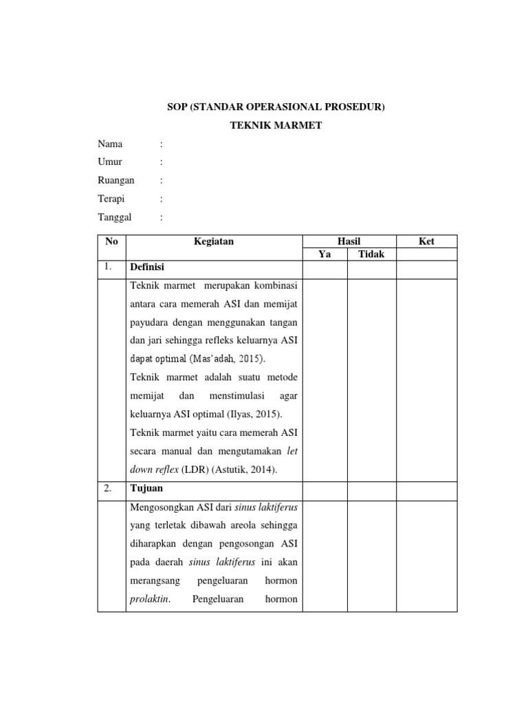 Sop Teknik Marmet | PDF