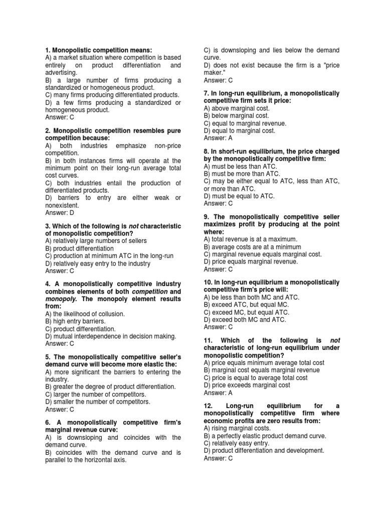 Monopoly. The Monopoly Element Results | PDF | Oligopoly | Perfect ...