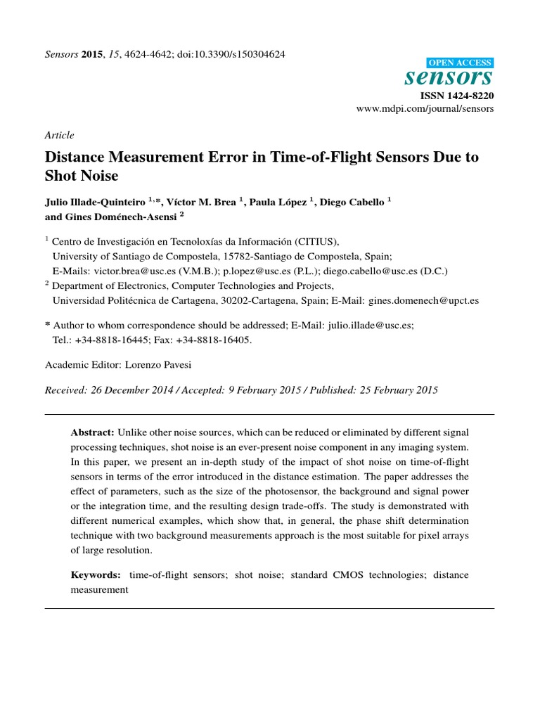 Sensors: Distance Measurement Error in Time-of-Flight Sensors Due To ...