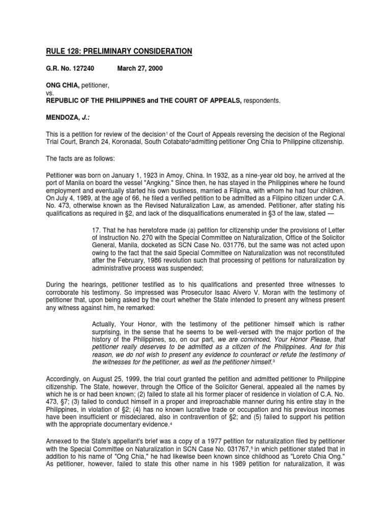 Rule 128: Preliminary Consideration | PDF | Naturalization | Appeal