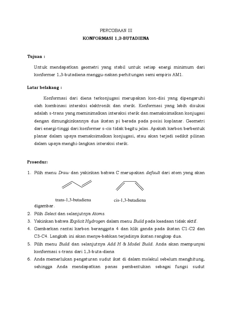 Stabilitas Konformasi 1,3-Butadiena | PDF | Teknologi & Rekayasa