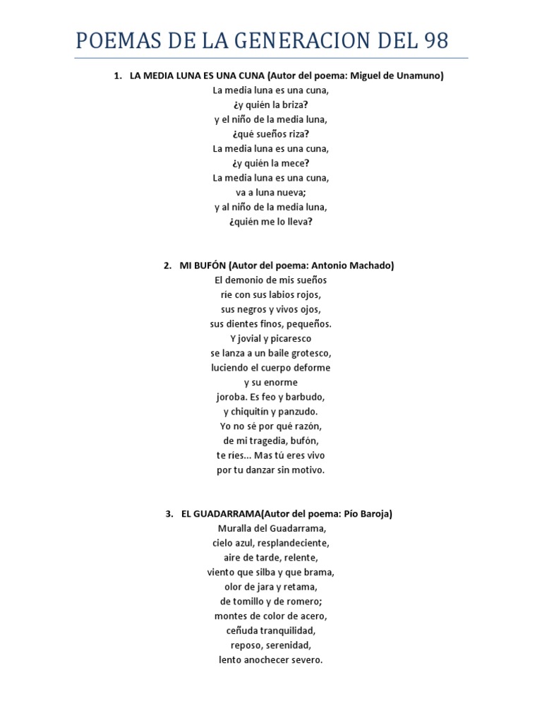 Poemas de La Generacion Del 98 | PDF | Religión y creencia