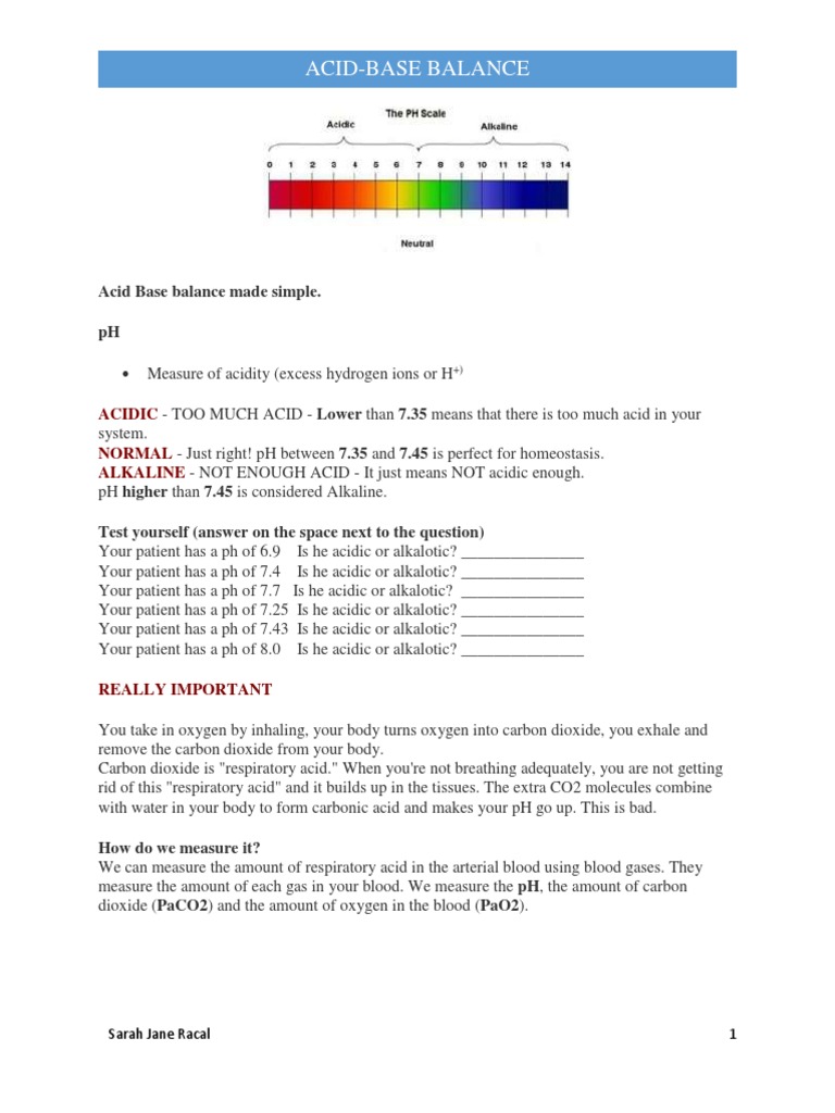 Acid Base Balance | PDF | Breathing | Respiratory System
