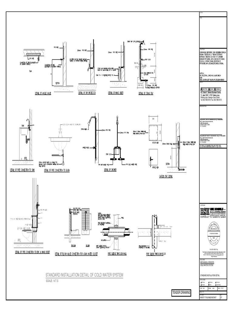 Standard Installation Detail of Cold Water System: Scale: N.T.S | PDF