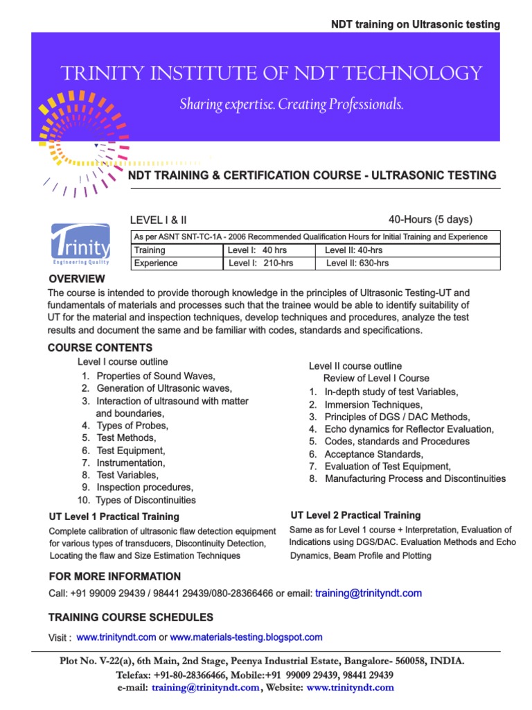 Trinity Institute of NDT Technology: Rinity | PDF | Nondestructive ...