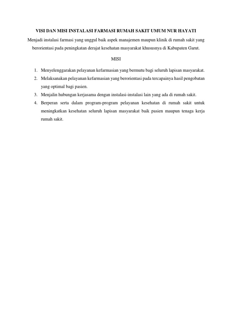Contoh Visi Dan Misi Rumah Sakit | PDF