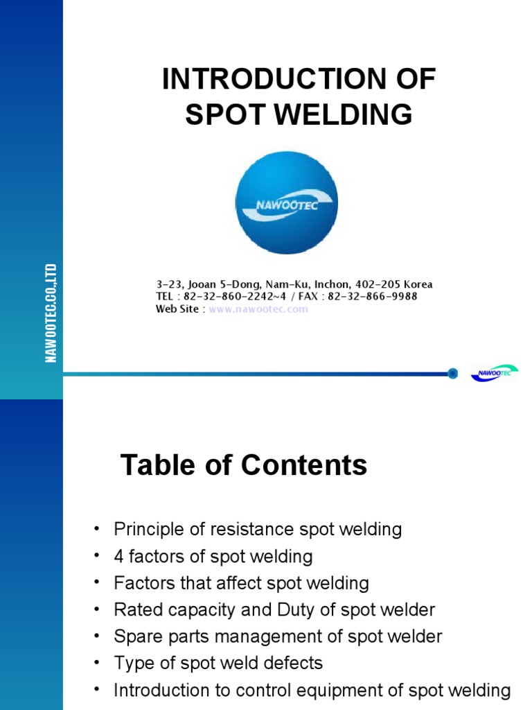 Introduction of Spot Welding (040706) | PDF | Construction | Welding