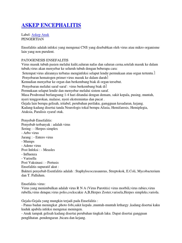 Askep Encephalitis | PDF