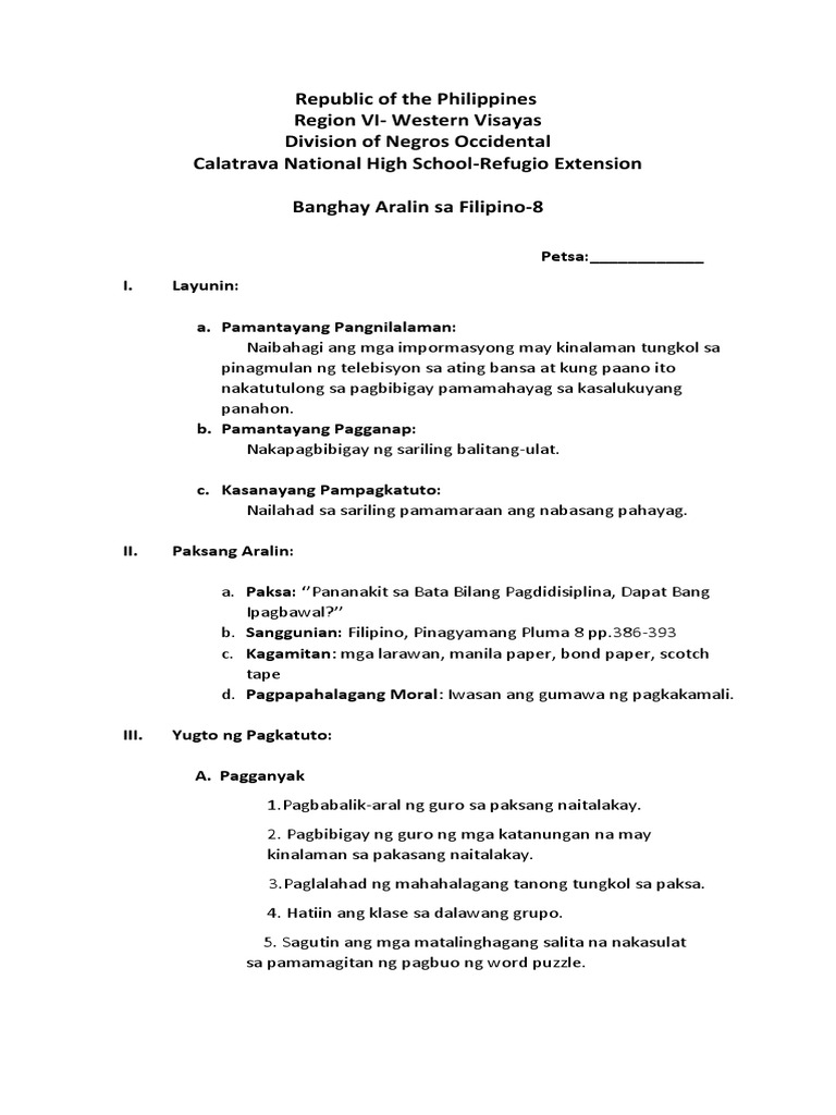 Banghay Aralin Final | PDF