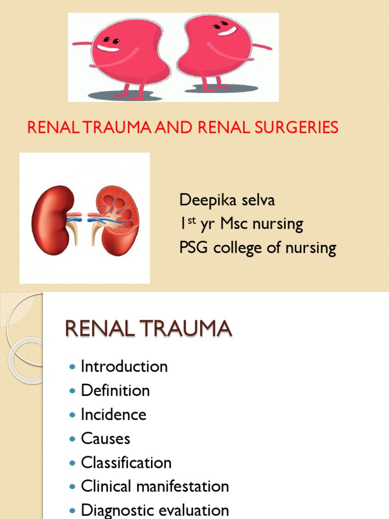 Renal Trauma and Renal Surgeries | PDF | Kidney | Urinary Incontinence