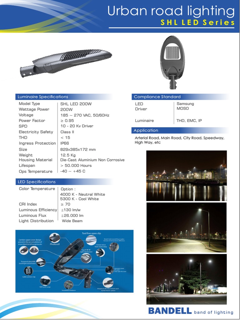 SHL LED Series: Luminaire Speci Cations Compliance Standard | PDF ...