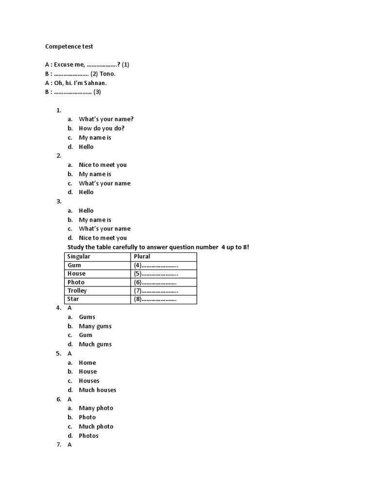 Study The Table Carefully To Answer Question Number 4 Up To 8! | PDF