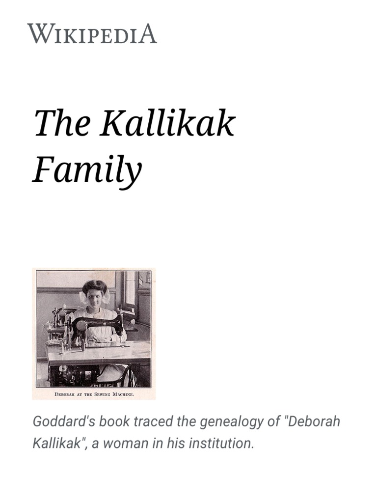 The Kallikak Family - Wikipedia | PDF | Eugenics | Disability