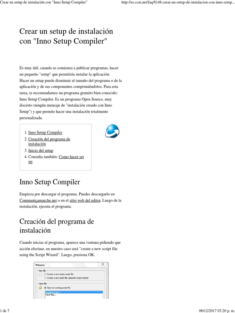 Crear Un Setup de Instalación Con - Inno Setup Compiler | PDF | Archivo ...