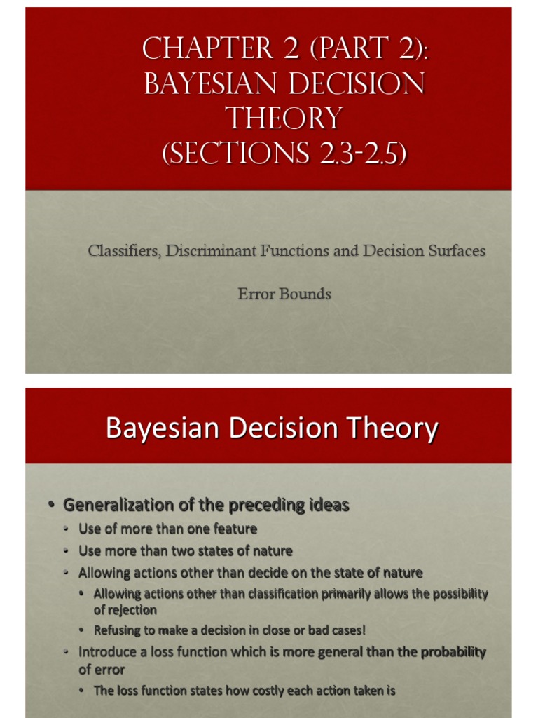 Chapter 2 (Part 2) : Bayesian Decision Theory (Sections 2.3-2.5) | PDF | Statistical ...