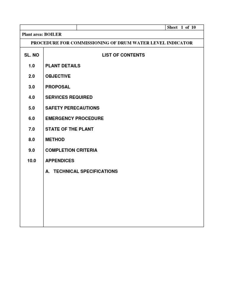 Drum Level Commissioning Procedure | PDF | Boiler | Power Supply
