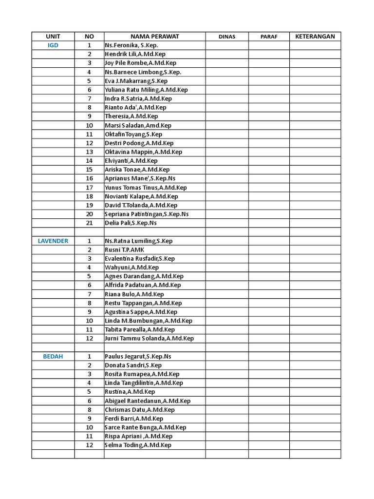 Absen Senam Pagi Rs | PDF