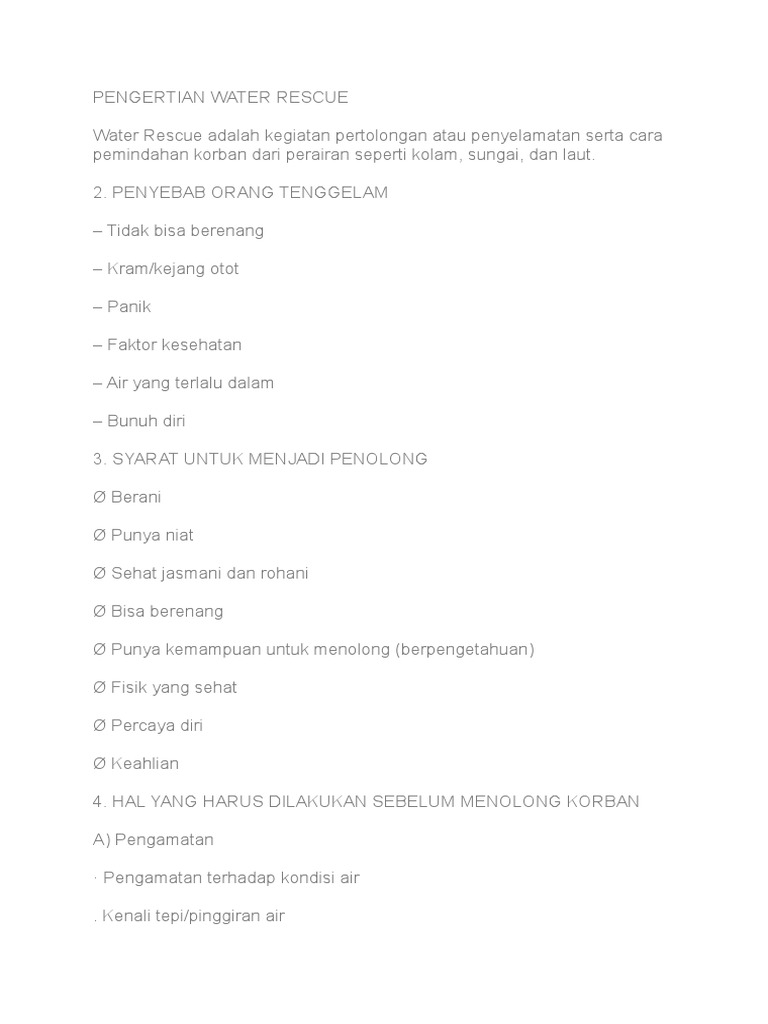 Pengertian Water Rescue Paisal | PDF