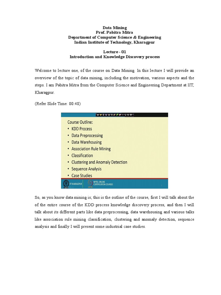 Lec1 PDF | PDF | Data Mining | Data