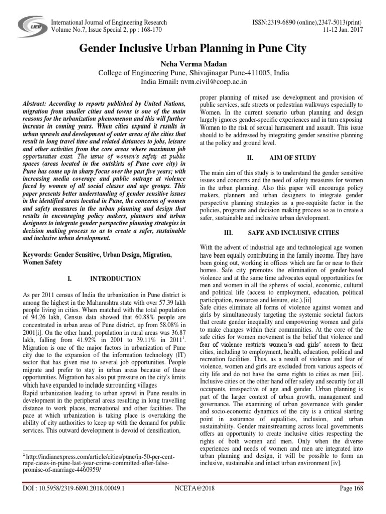 Gender Inclusive Urban Planning in Pune City | PDF | City | Woman