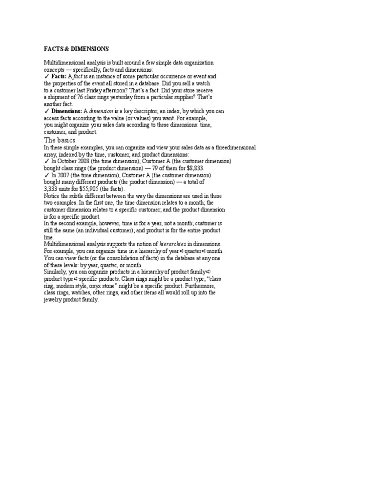 The Basics: Facts & Dimensions | PDF | Information Science | Business ...