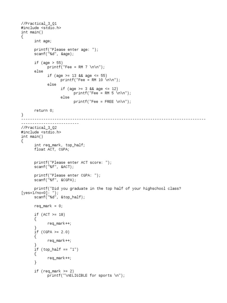 Practical 3 Code Sample UTAR Programming Concepts | PDF | Numbers | Computing