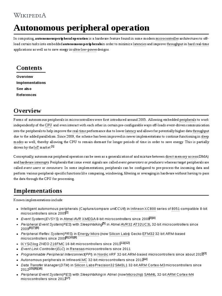 Autonomous Peripheral Operation | PDF | Classes Of Computers ...