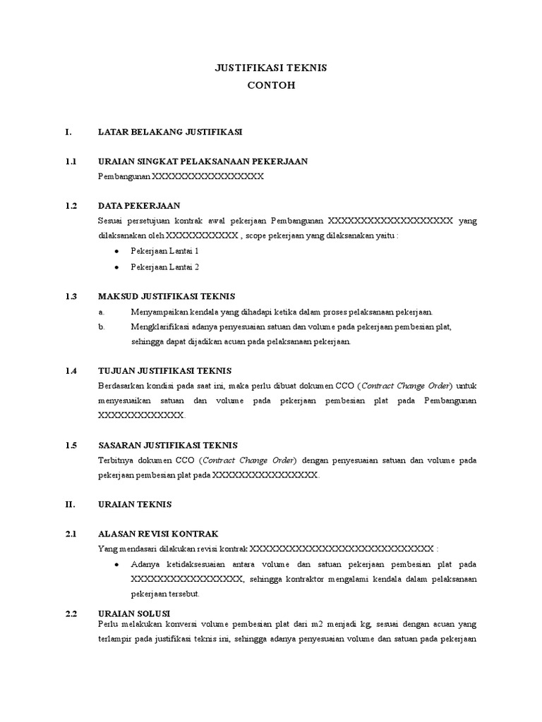 Contoh Justifikasi Proyek Konstruksi | PDF