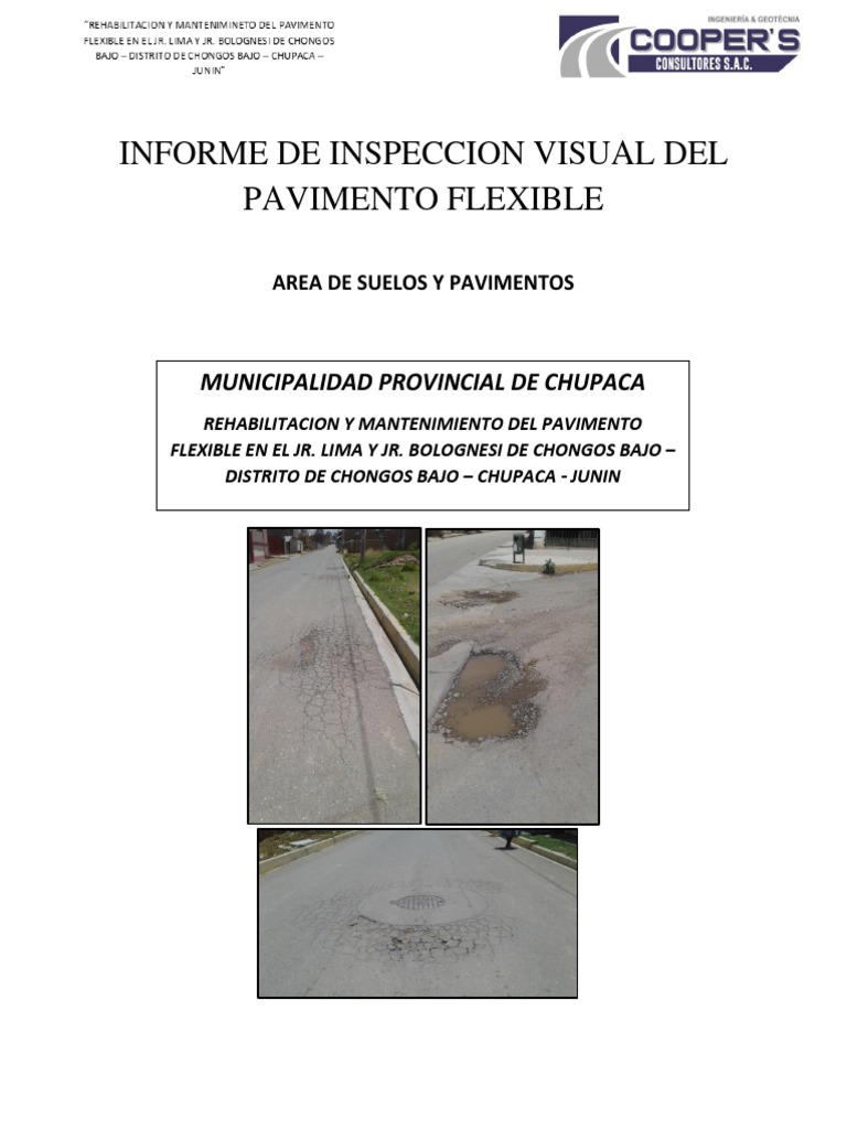 Informe de Inspeccion Visual Del Pavimento Flexible | PDF | La ...