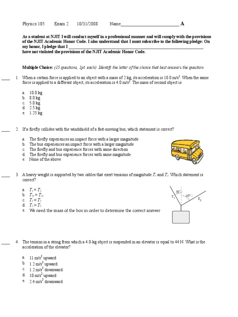 Physics 105 Exam Review | PDF | Friction | Force