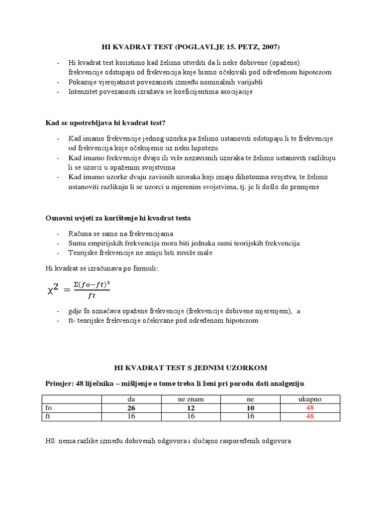 Hi Kvadrat Test Uvod | PDF