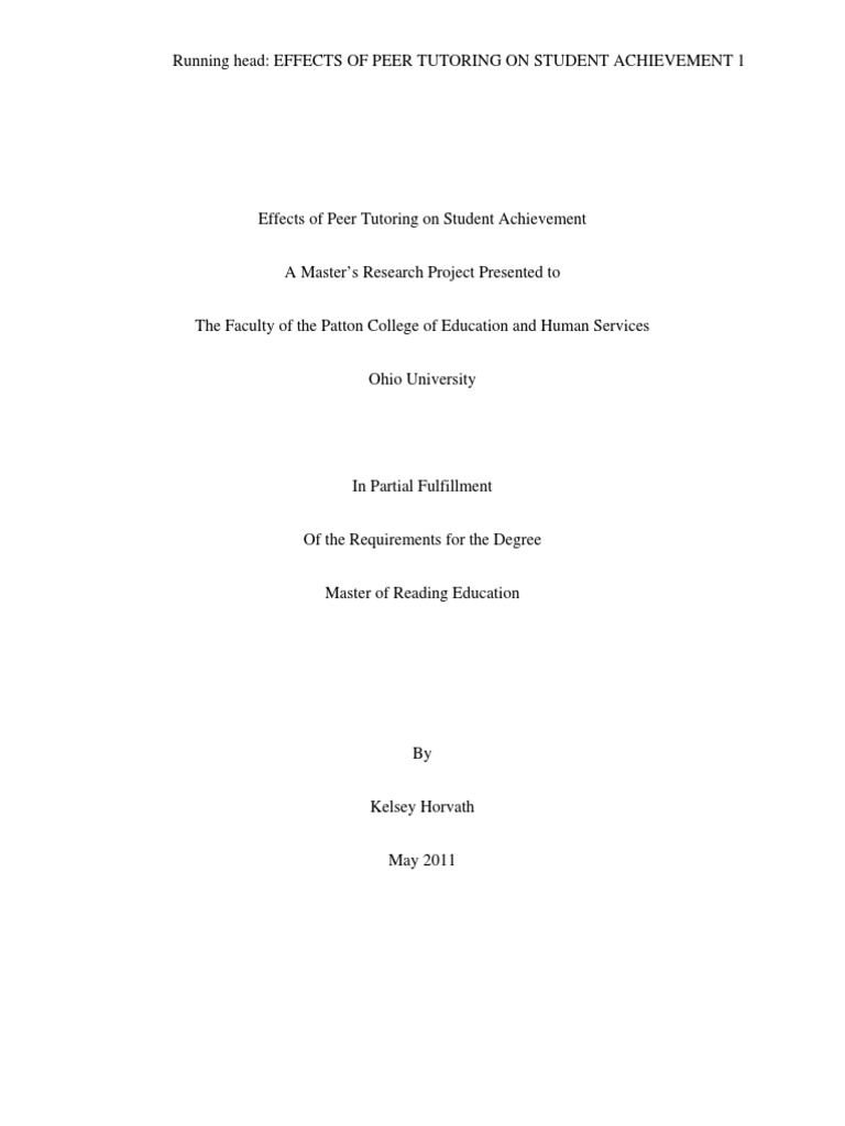 The Impact of A Peer-Tutoring Model On The Academic Performance o | PDF ...
