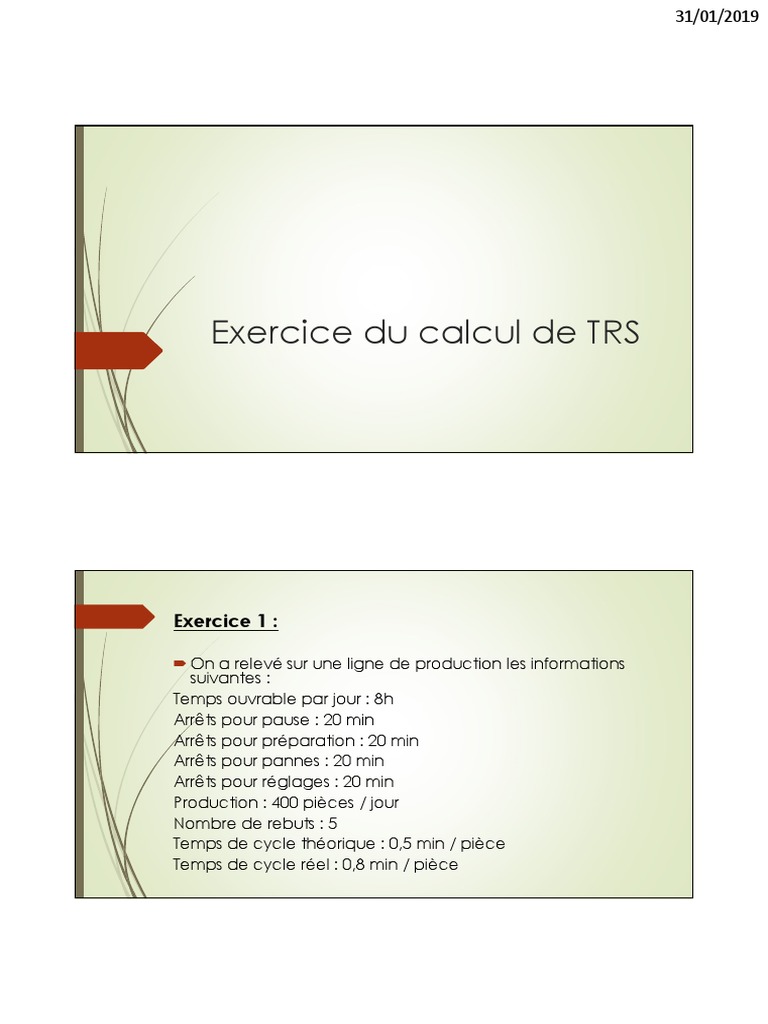 Calcul du TRS en production industrielle | PDF | Technologie et ingénierie