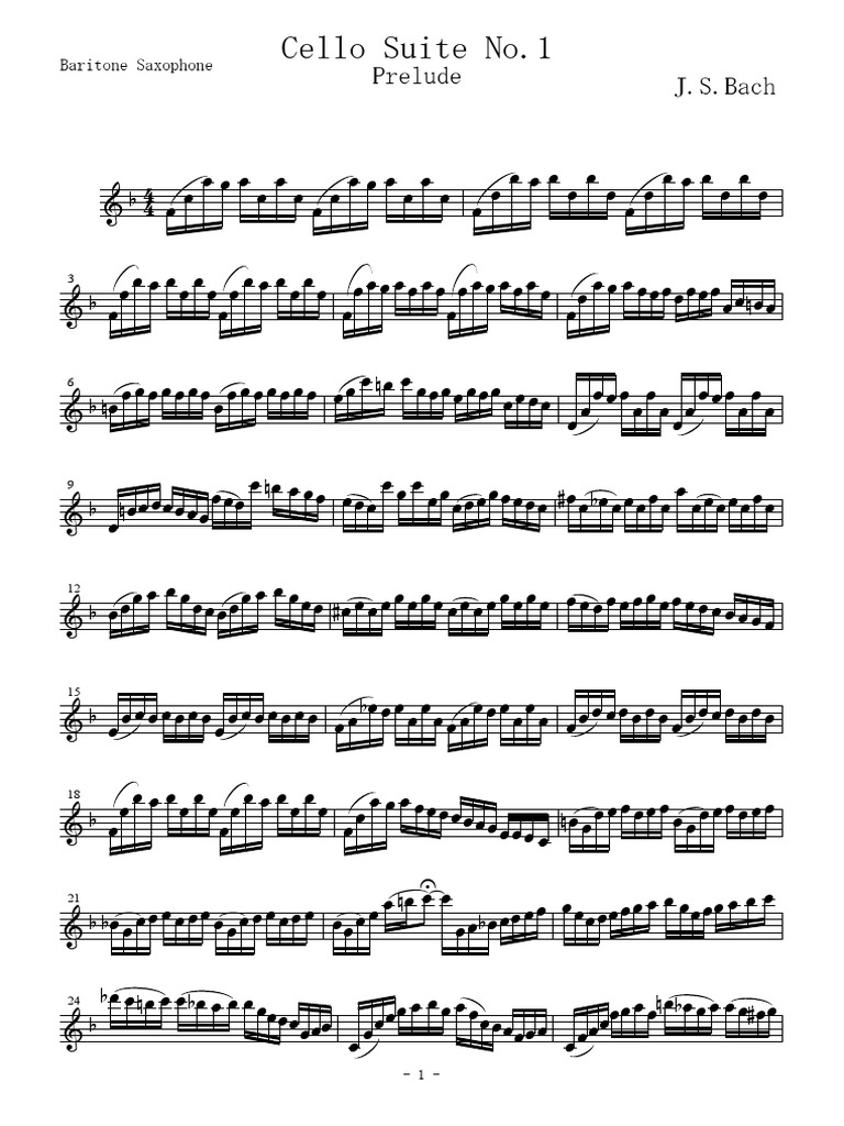 Cello Suite No.1 Prelude - B - Sax PDF | PDF