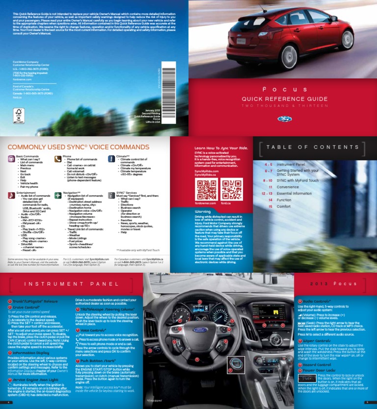 Focus: Quick Reference Guide | PDF | Bluetooth | Automotive Industry