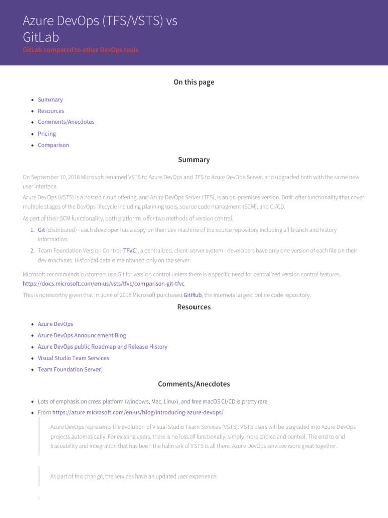 Azure Devops Vs Gitlab | PDF | Microsoft Visual Studio | Version Control