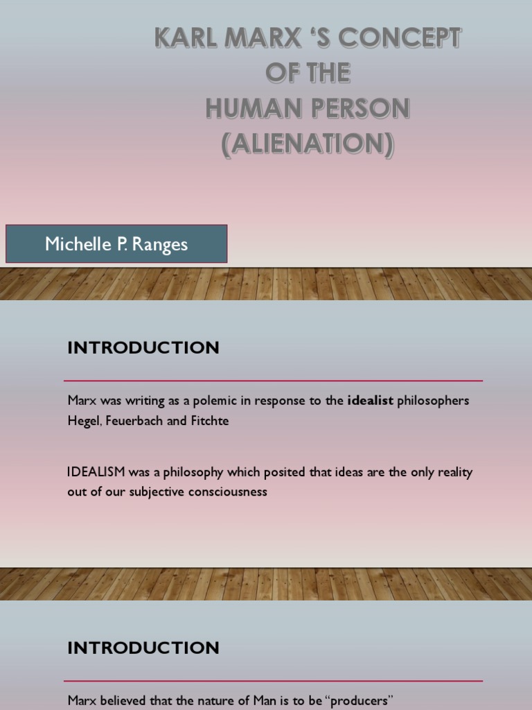 Concept of The Human PersonMARX | PDF | Marx's Theory Of Alienation ...