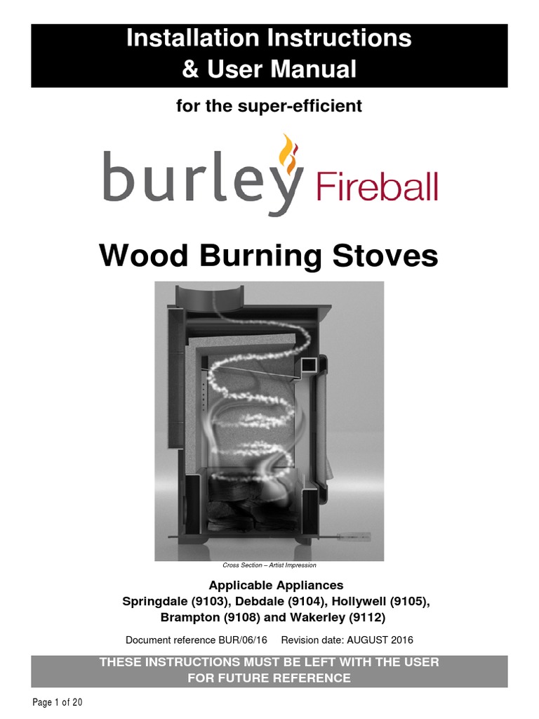 9103 9112 Burley Wood Burner Installation Instructions AUGUST 2016