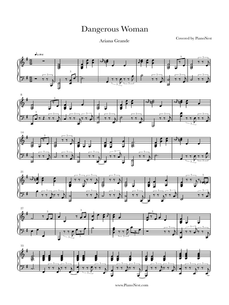 Ariana Grande - Dangerous Woman PDF | PDF | Sheet Music | Pay Pal