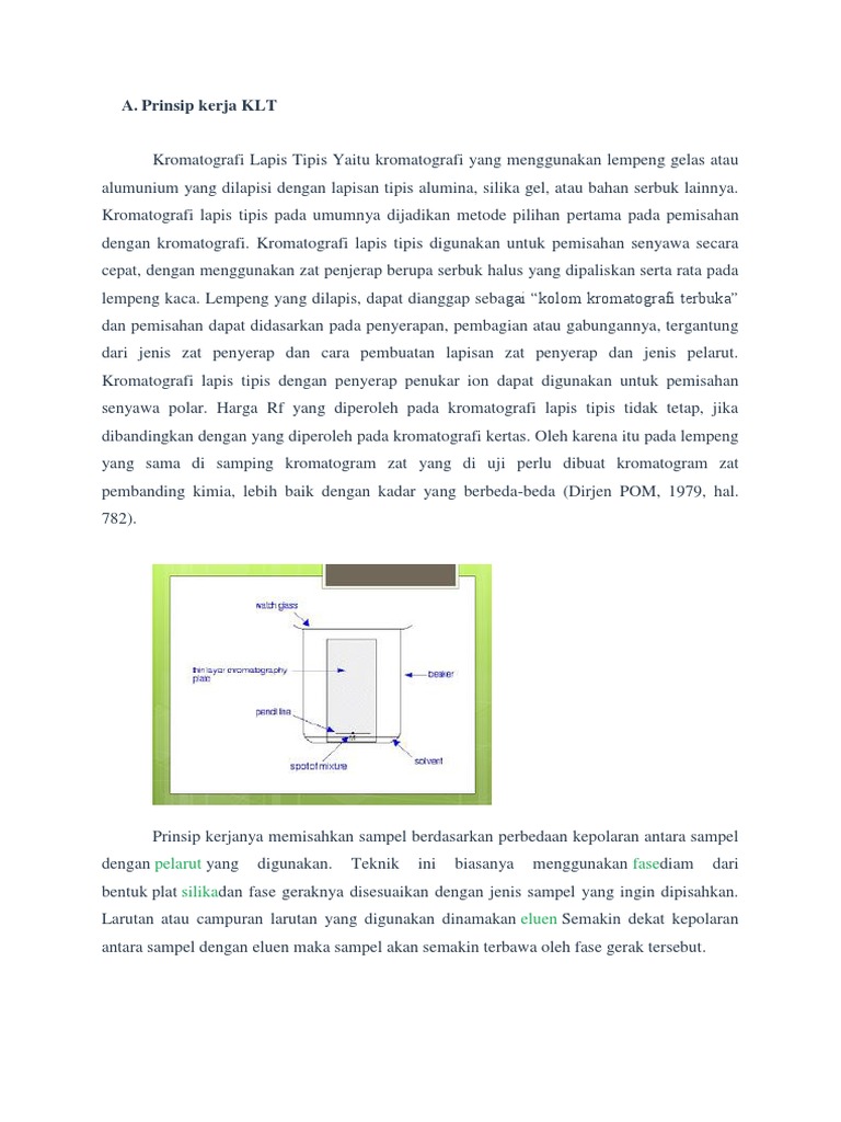 Prinsip Kerja KLT (Kromatografi lapis Tipis)
