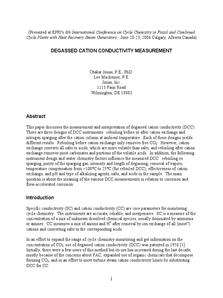 Degassed Cation Conductivity Insights | PDF | Carbon Dioxide | Nitrogen